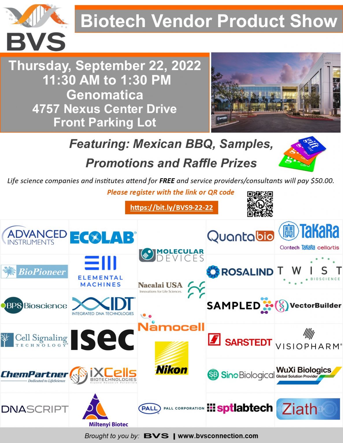 BVS’ Biotech Vendor Show at Genomatica - The BioCalendar