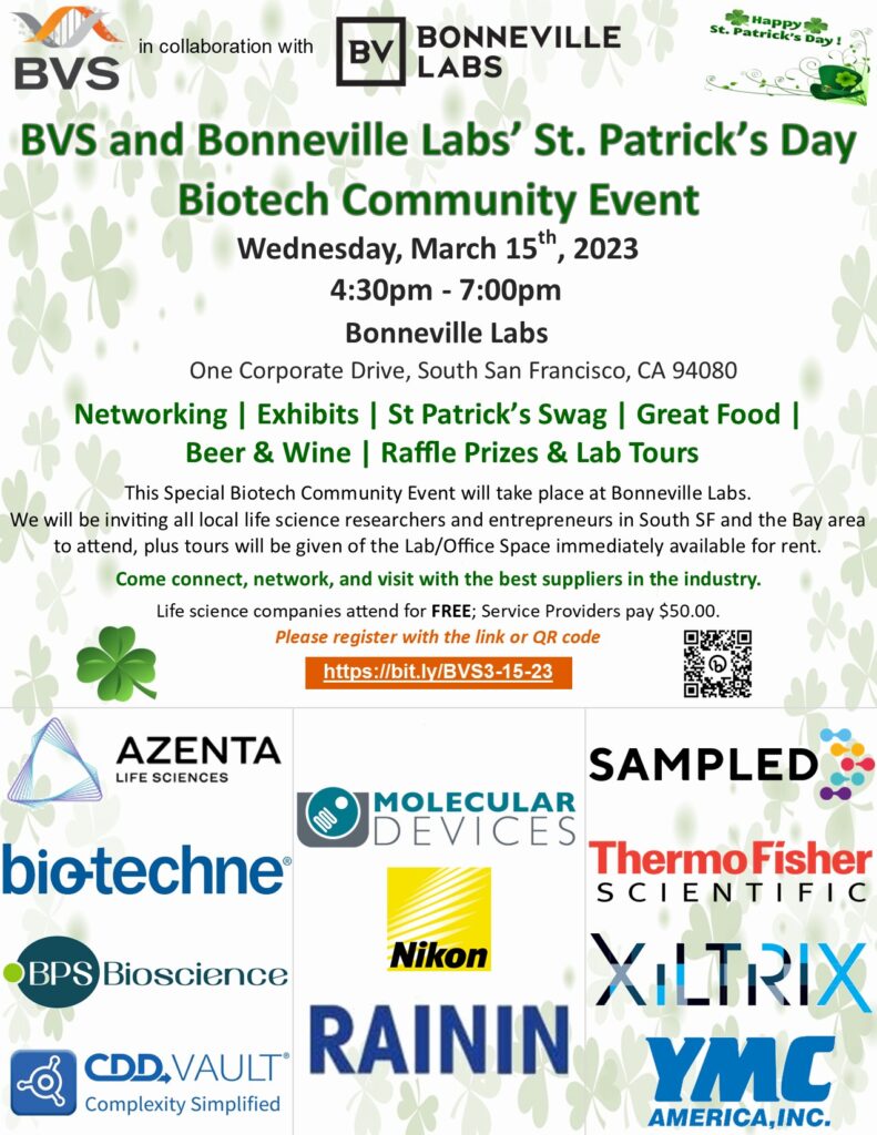 BVS and Bonneville Labs’ St. Patrick’s Day Biotech Community Event in ...