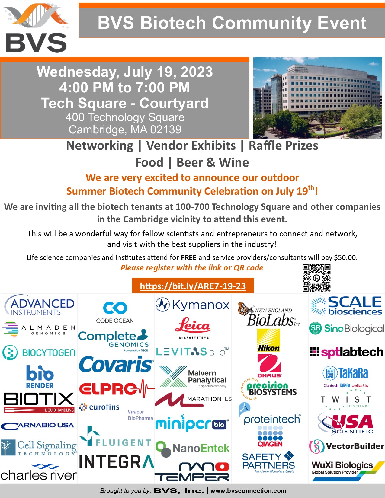 BVS’ Summer Biotech Community Celebration at Tech Square, Cambridge - The BioCalendar