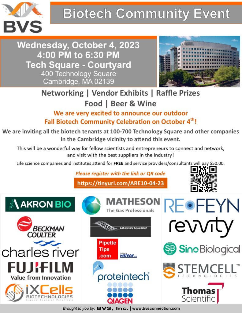 BVS’ Fall Biotech Community Celebration at Tech Square, Cambridge - The ...