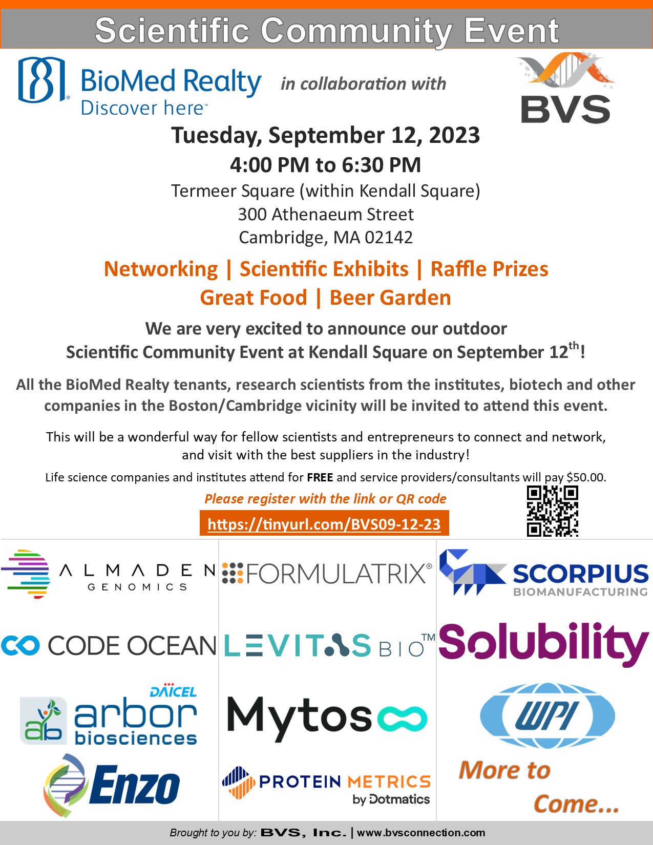 BVS & BioMed Realty’s Scientific Community Event at Termeer Square ...