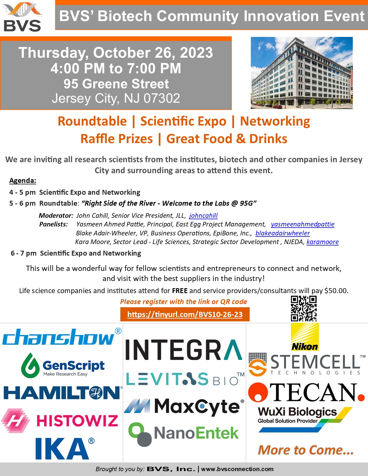 BVS’ Biotech Community Innovation Night at 95 Greene Street, Jersey ...