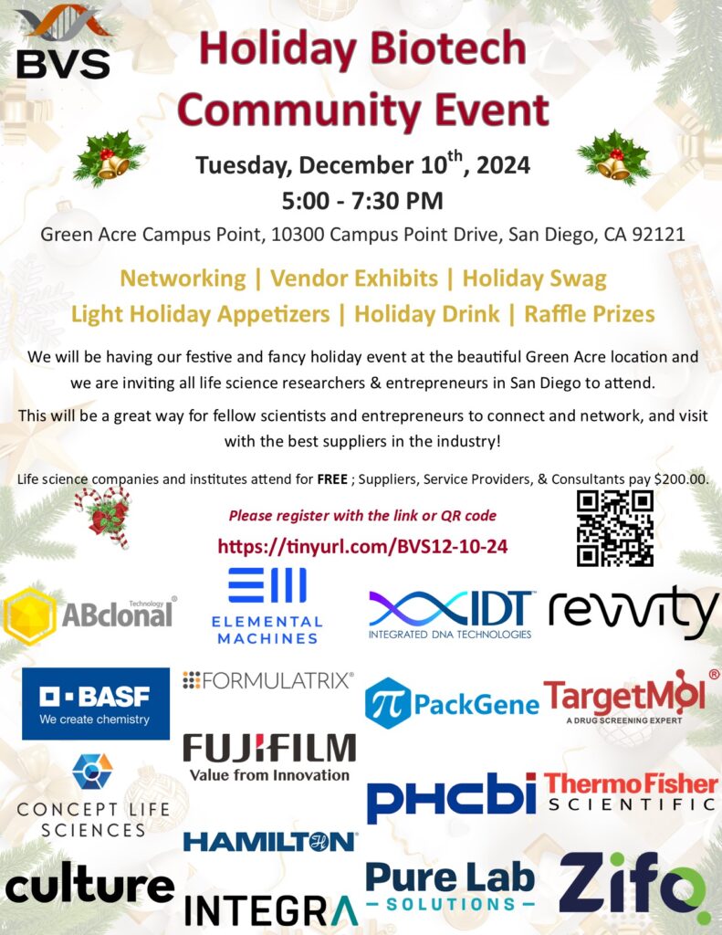 BVS’ Holiday Biotech Community Event at Green Acre Campus Point, San ...